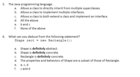 Solved 1. Java interfaces a. can contain final variables | Chegg.com Solved 1. Java interfaces a. can contain final variables | Chegg.com