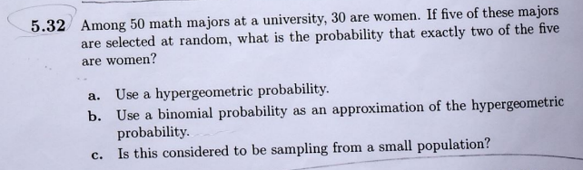 Solved Among 50 math majors at a university, 30 are women. | Chegg.com