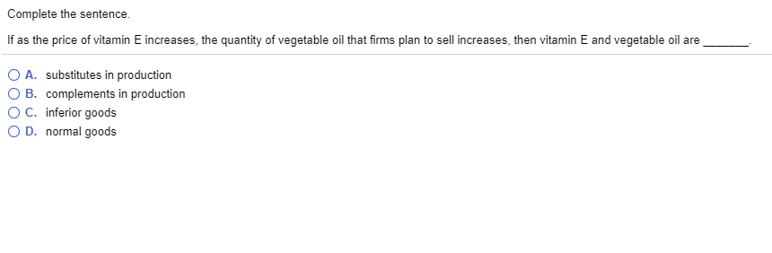 Solved Complete the sentence If as the price of vitamin E | Chegg.com