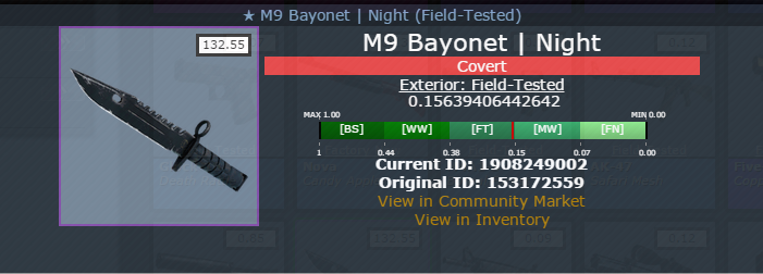 [PC] M9 Bayonet Night FT (float .156) : r/GlobalOffensiveTrade