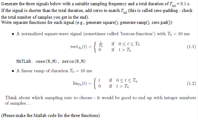 Solved Generate the three signals below with a suitable | Chegg.com