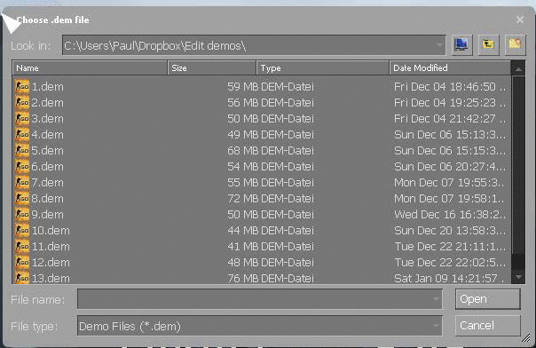 I can't open an .dem-file when another one has it's name in it : r ...