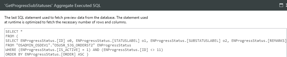 Executed SQL from aggregates | OutSystems