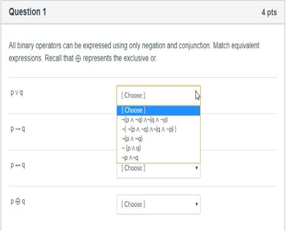Solved Question 1 pts Allbinary operators can be expressed | Chegg.com