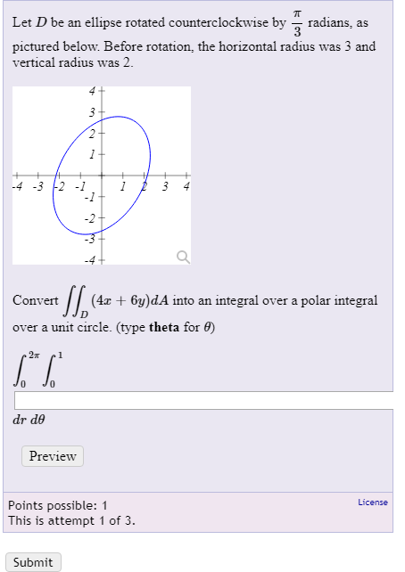 Solved Let D be an ellipse rotated counterclockwise by | Chegg.com