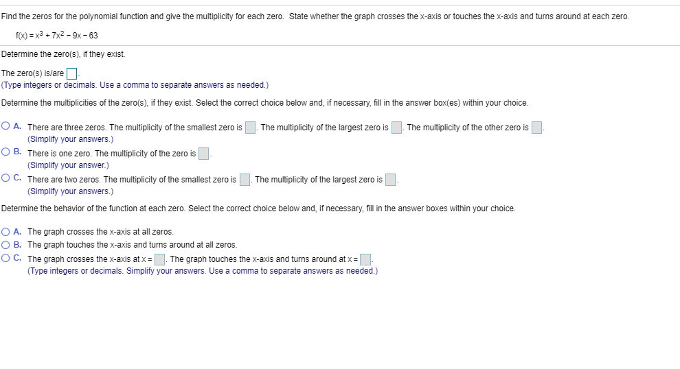 Solved Find the zeros for the polynomial function and give | Chegg.com