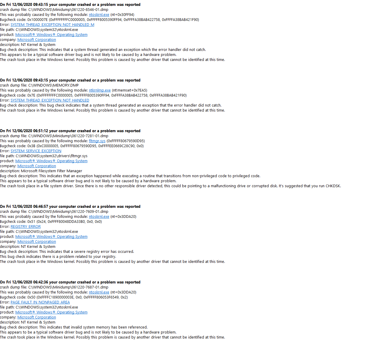 [Windows 10] Constant BSODs : r/techsupport