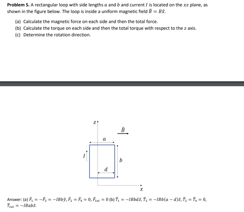Solved Problem 5 A Rectangular Loop With Side Lengths A And 9919