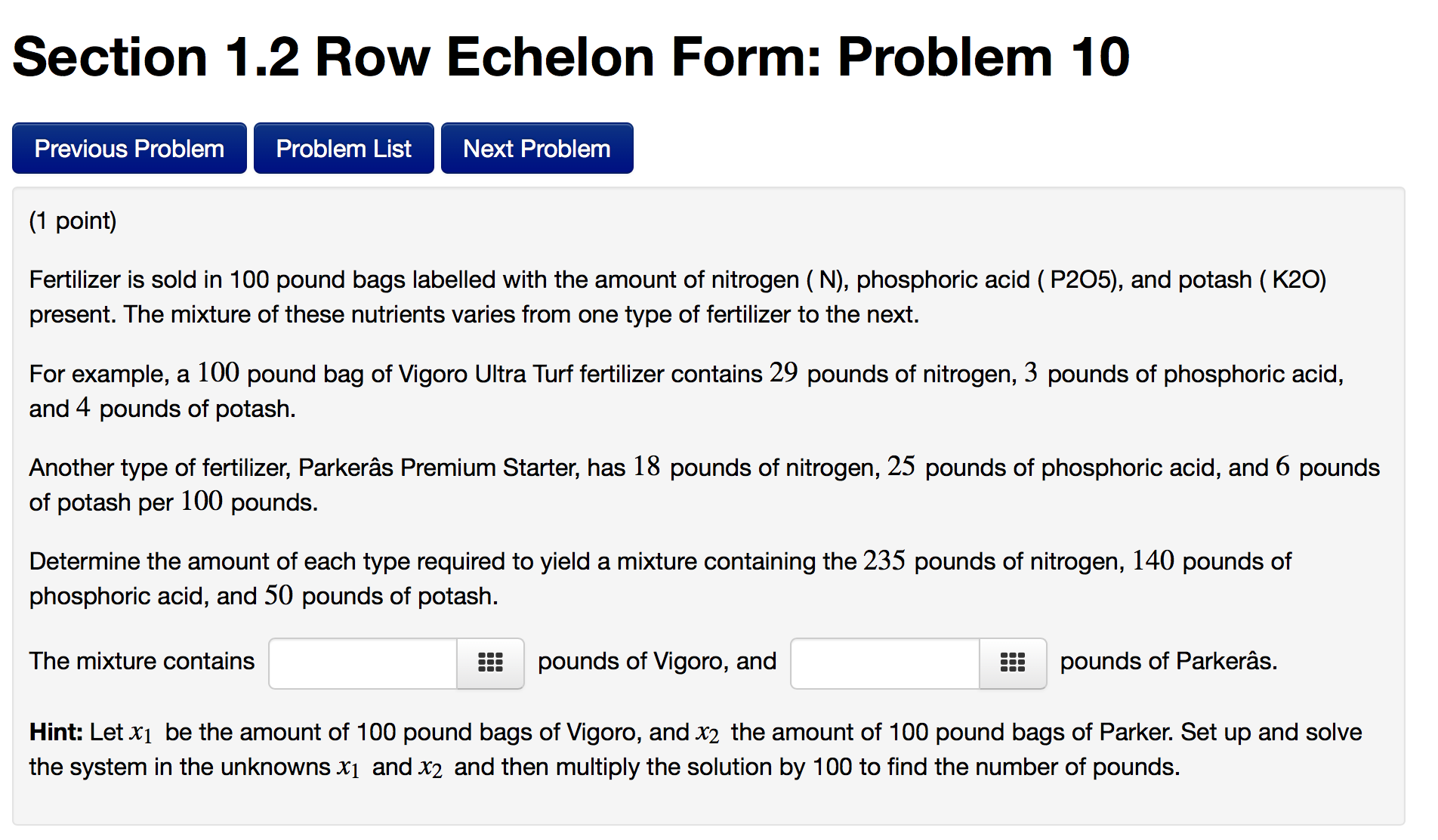 Solved Section 1.2 Row Echelon Form: Problem 10 Previous | Chegg.com