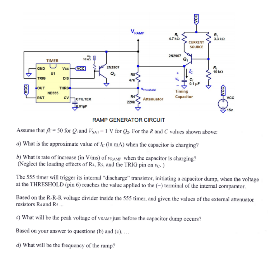 Solved RAMP 4.7 kn 3.3 kn CURRENT SOURCE 2N2907 10 kD TIMER | Chegg.com