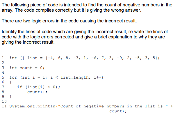 Solved The following piece of code is intended to find the | Chegg.com