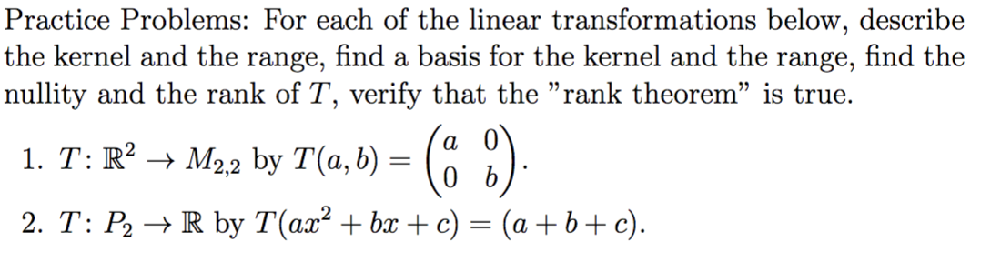 Solved Practice Problems: For each of the linear | Chegg.com
