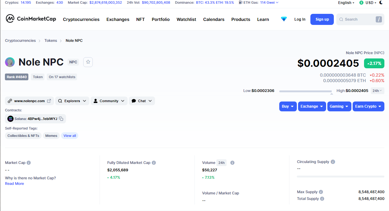 NPC Nole. Primer meme red Solana +ya en Coingecko - Forocoches