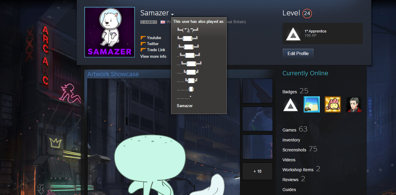 Recent names - Text Art : r/Steam