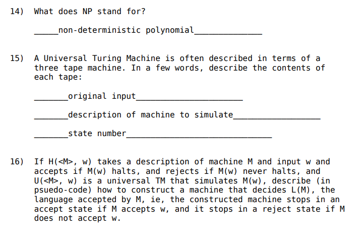 Solved 14 What Does NP Stand For Non deterministic Chegg
