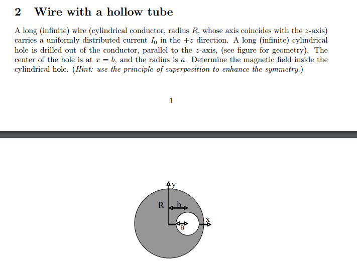 Solved A long (infinite) wire (cylindrical conductor, radius | Chegg.com