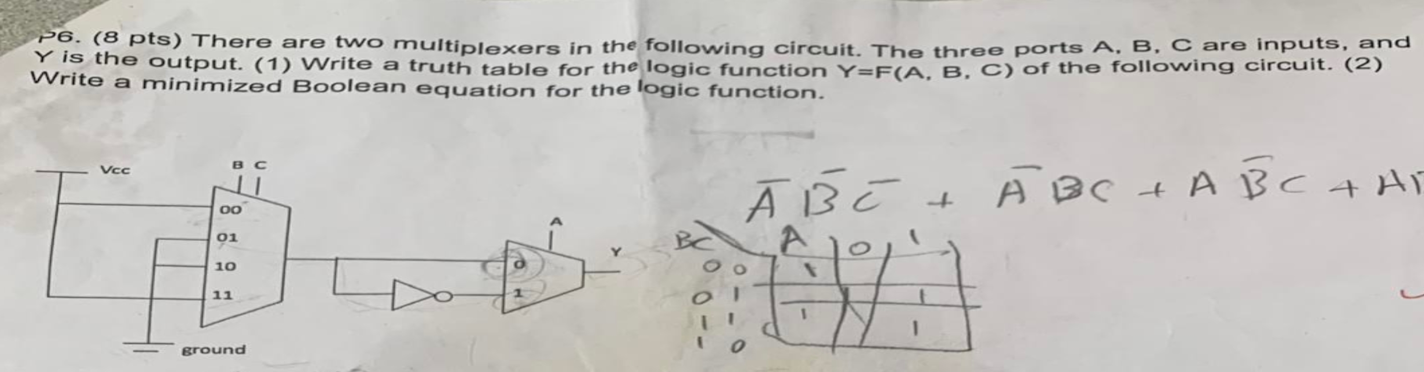Solved P6. (8 pts) There are two multiplexers in the | Chegg.com