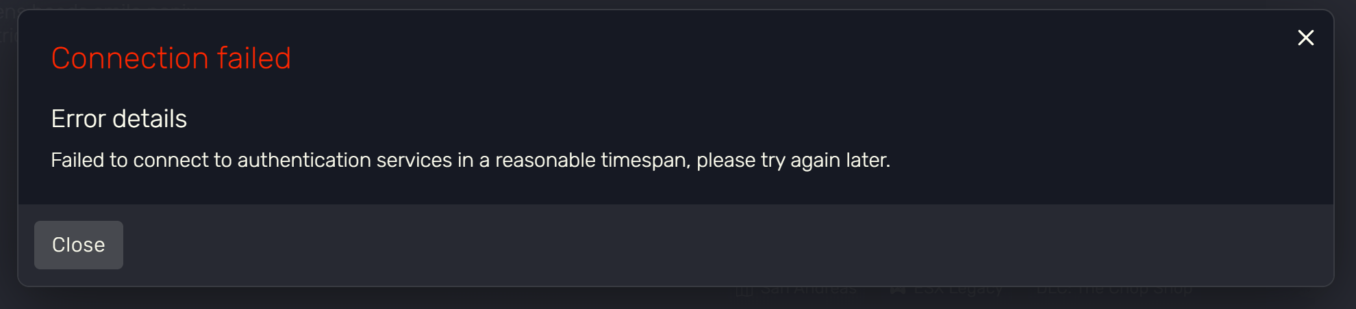 Repeated failure to connect to authentication services - FiveM Client Support - Cfx.re Community