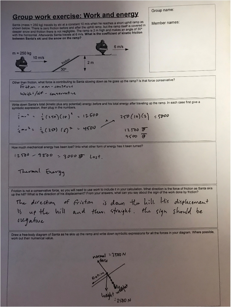 Solved Group name Group work exercise: Work and energye ta | Chegg.com