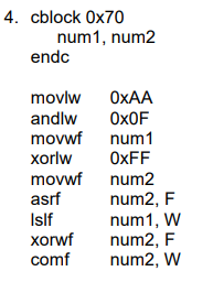 Solved Show the result of each PIC 16F1829 instruction in | Chegg.com