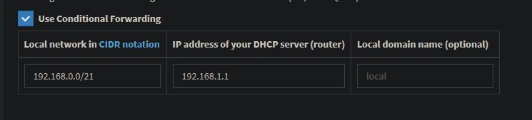 Advice on setting up pi-hole's conditional forwarding on devices outside of main LAN, with range ...