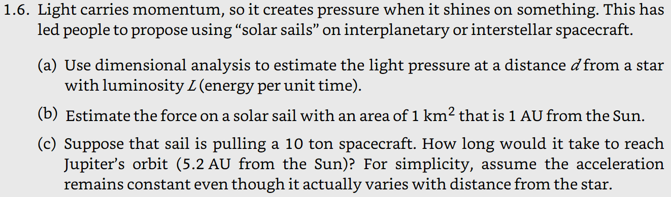Solved Q1.6: Finding Light Pressure (From: Principles of | Chegg.com
