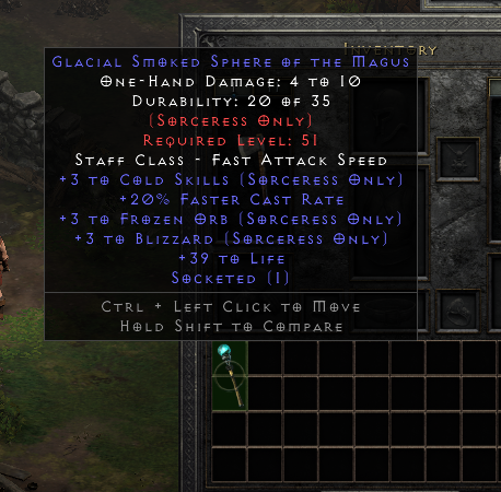 Xh23 Smoked Sphere 6 Orb 6 Blizz 20fcr 39life - Topic - d2jsp