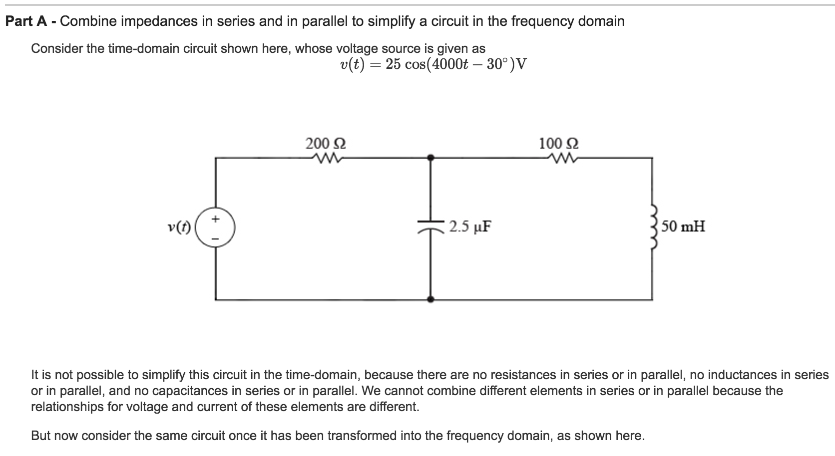 Solved Part A Combine impedances in series and in parallel | Chegg.com