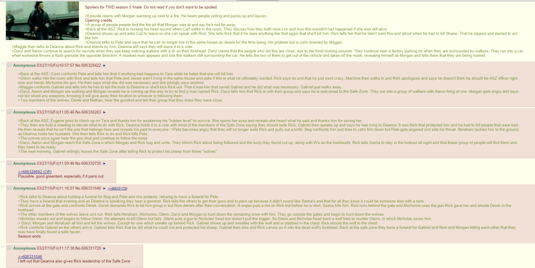 Season 5 finale possibly leaked on 4Chan? : r/thewalkingdead