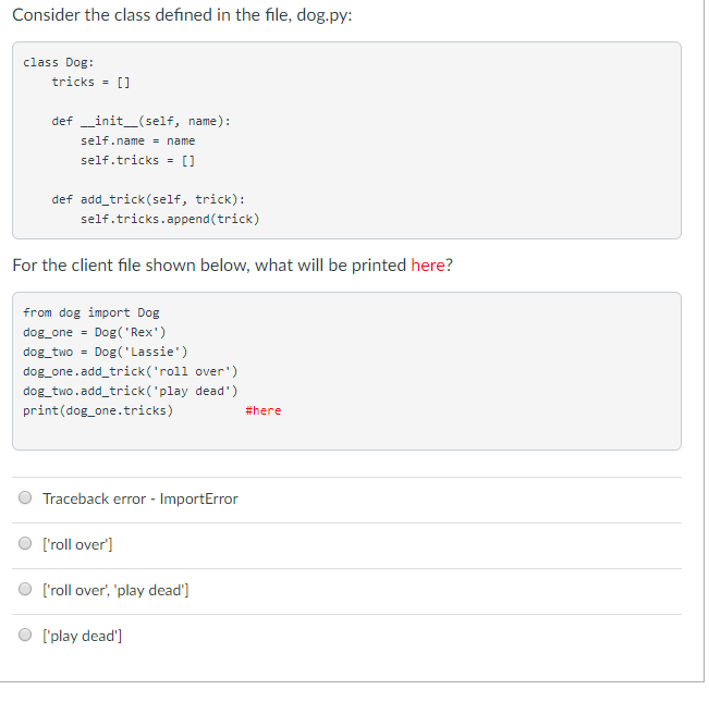 Solved Consider the class defined in the file, dog.py: class | Chegg.com