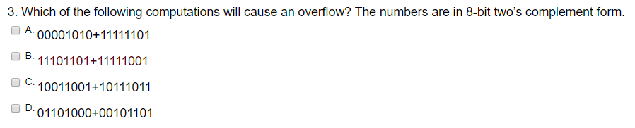 Solved 3. Which of the following computations will cause an | Chegg.com