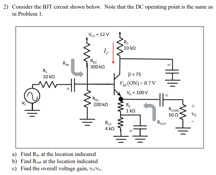 Solved 2) Consider the BJT circuit shown below. Note that | Chegg.com