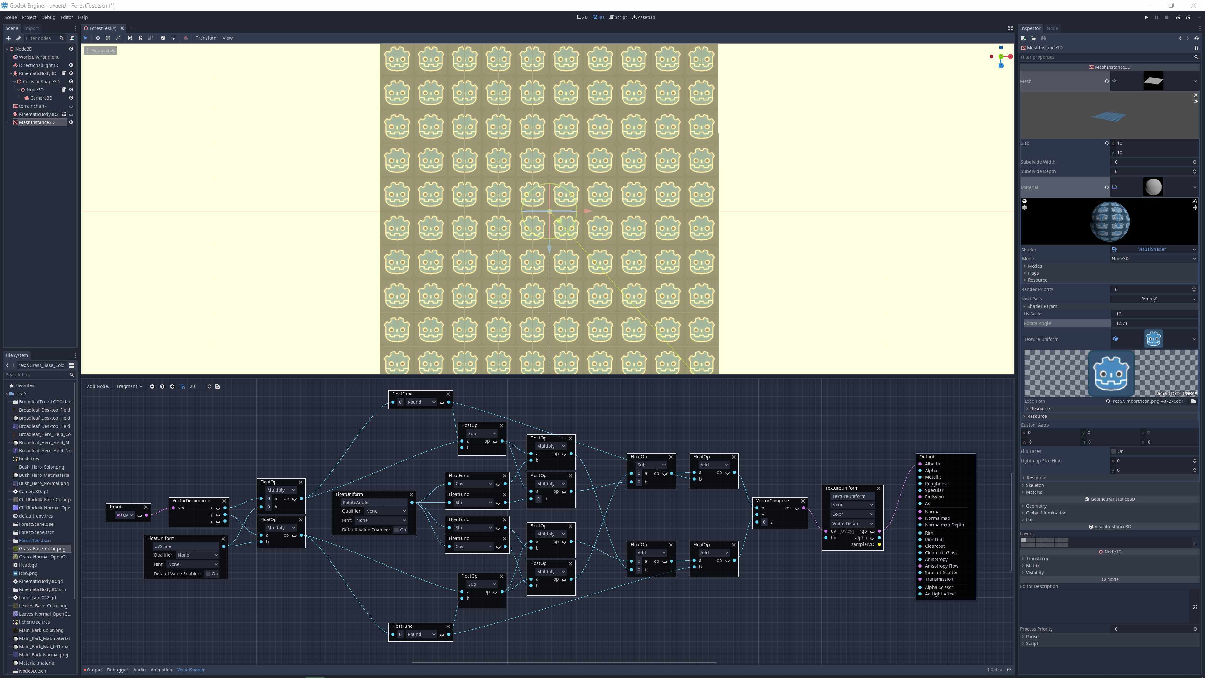 Rotation of individual UV tiles using visual shaders [4.0dev] : r/godot