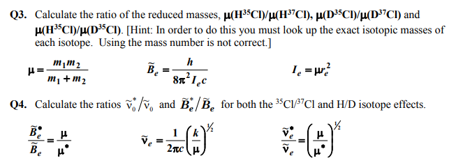 Solved Calculate the ratio of the reduced masses, | Chegg.com