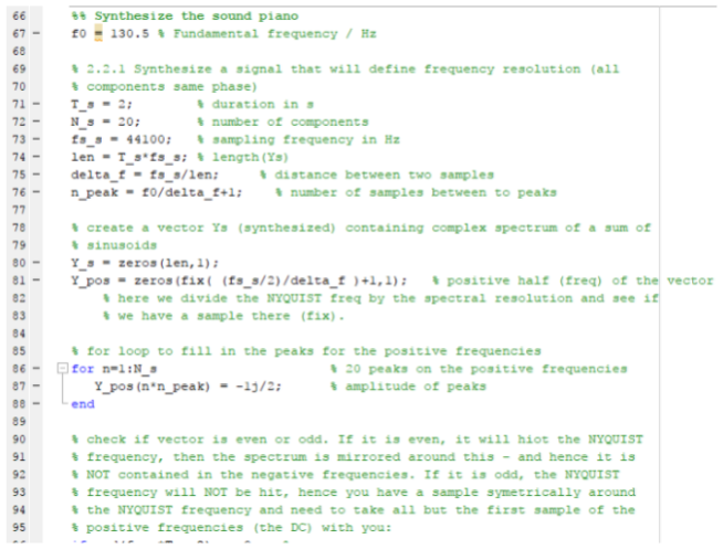 Solved 66 ㆅ synthesize the sound piano 67- f0: 130.5 | Chegg.com