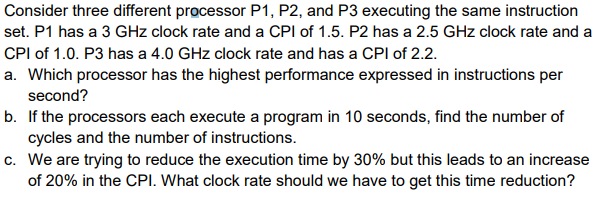 Solved Consider three different processor P1, P2, and P3 | Chegg.com