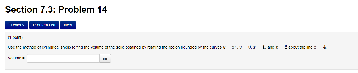 Solved Section 7.3: Problem 14 Previous Problem List Next (1 | Chegg.com Solved Section 7.3: Problem 14 Previous Problem List Next (1 | Chegg.com