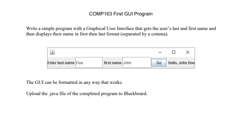 Solved Write A Simple Program With A Graphical User 