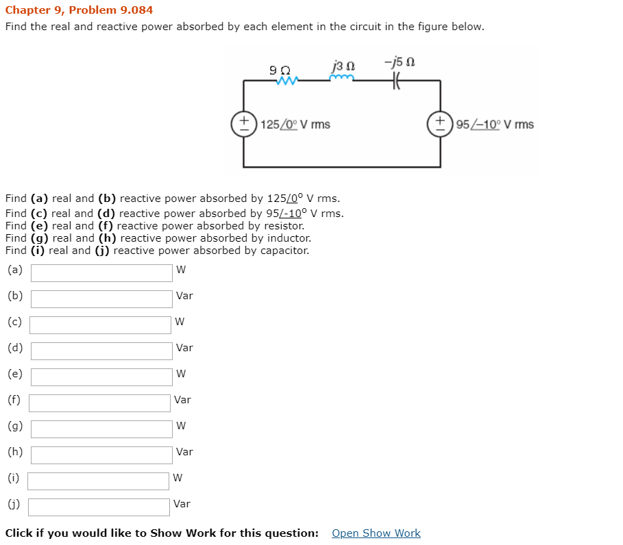Solved Chapter 9, Problem 9.084 Find the real and reactive | Chegg.com