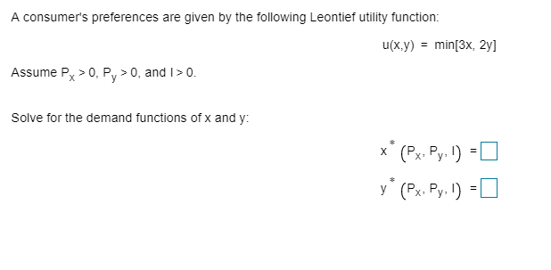 Solved A consumer's preferences are given by the following | Chegg.com