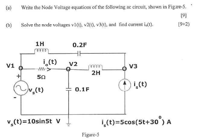 Solved (a) Write the Node Voltage equations of the following | Chegg.com