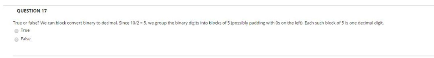 Solved QUESTION 17 True or false? We can block convert | Chegg.com