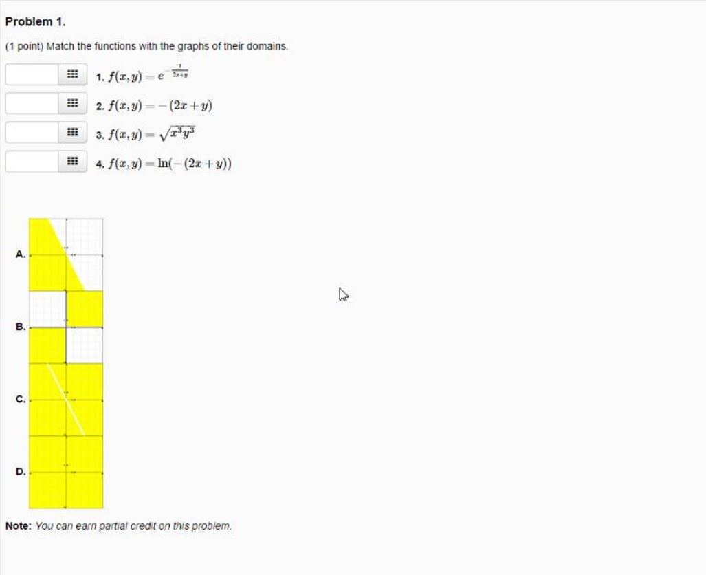 Solved Problem 1 1 point) Match the functions with the | Chegg.com