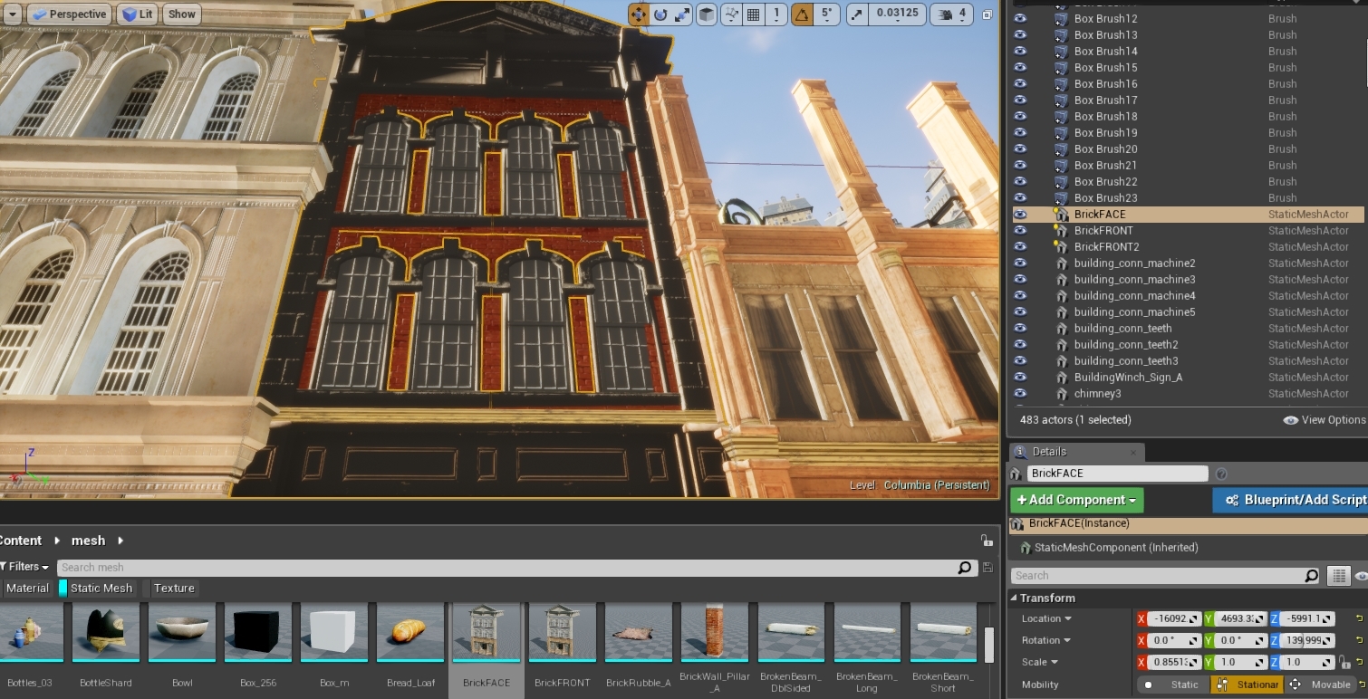 Created a static mesh from multiple assets and now when I spawn it, it doesn't light properly ...
