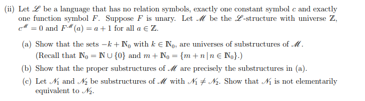 (i) Let be a language that has no relation symbols, | Chegg.com