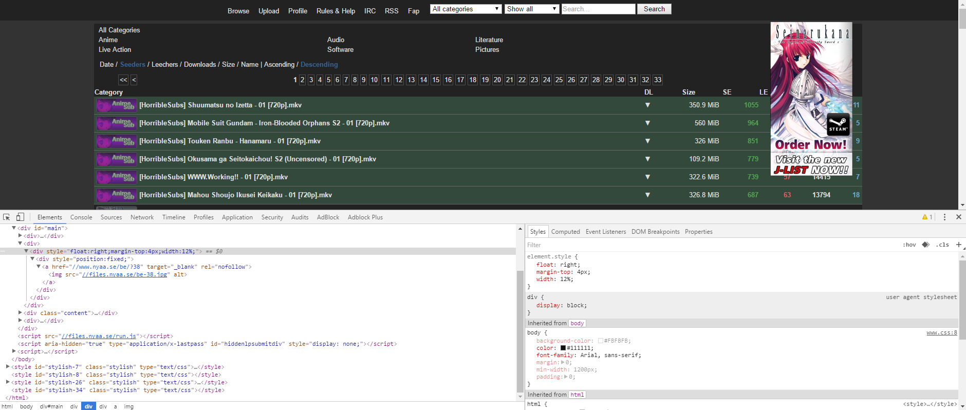 nyaa.se not blocking ad · Issue #2208 · reek/anti-adblock-killer · GitHub