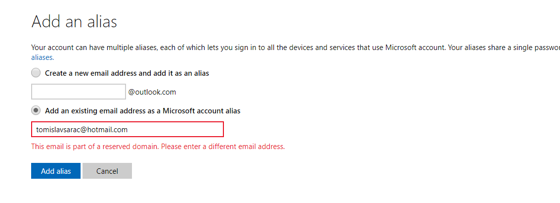 Changed my mail domain from hotmail.com to outlook.com. Is there a way ...