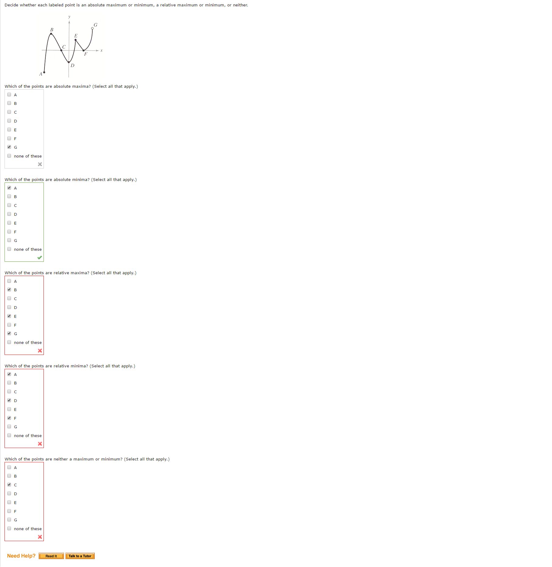 Solved Decide whether each labeled point is an absolute | Chegg.com
