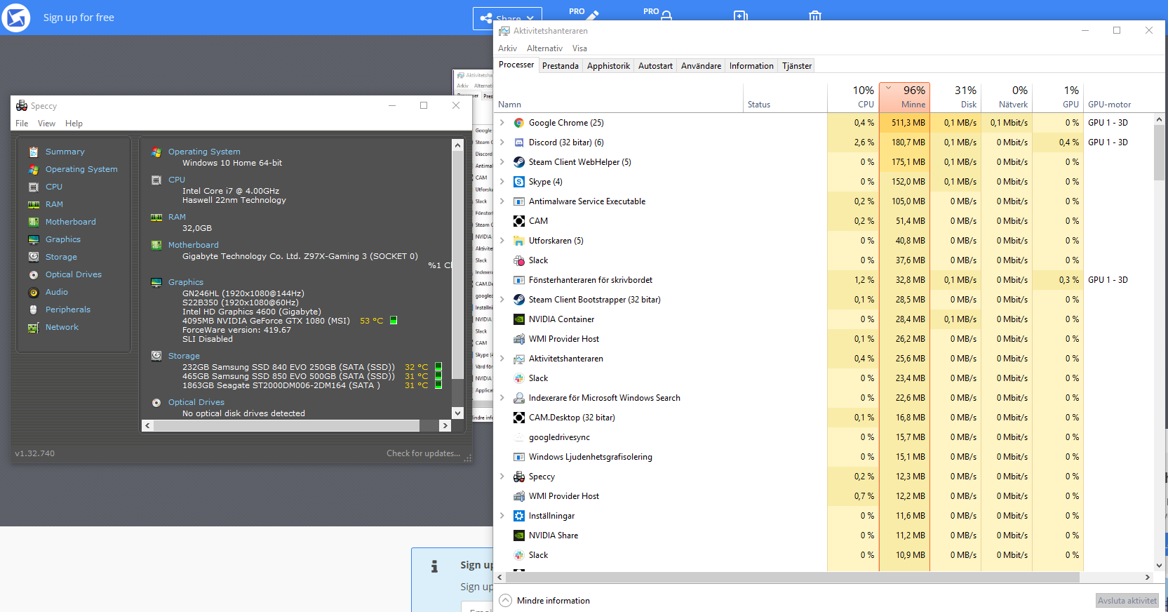Close To 100 Ram Being Used Even Though Programs Dont Seem To Use That