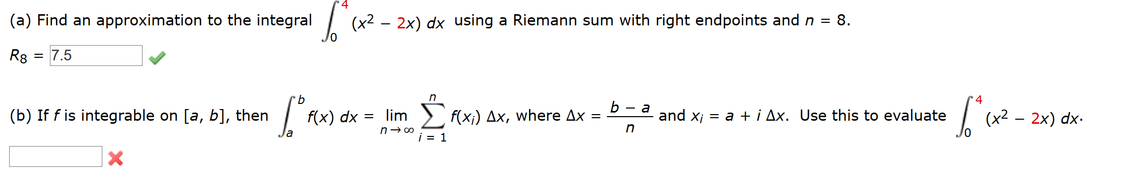 Solved 4 (a) Find an approximation to the integral (x2-2x) | Chegg.com